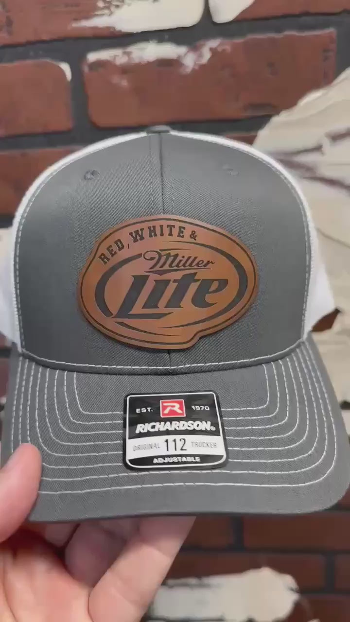 Red, White and Miller Lite Patch Hat – Central Ohio Apparel, LLC